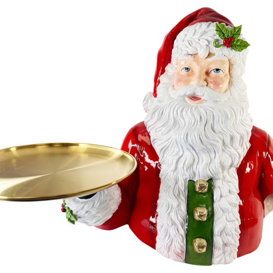 Santa dressed in Traditional Suit - Santa Bust Holding Gold Platter ...