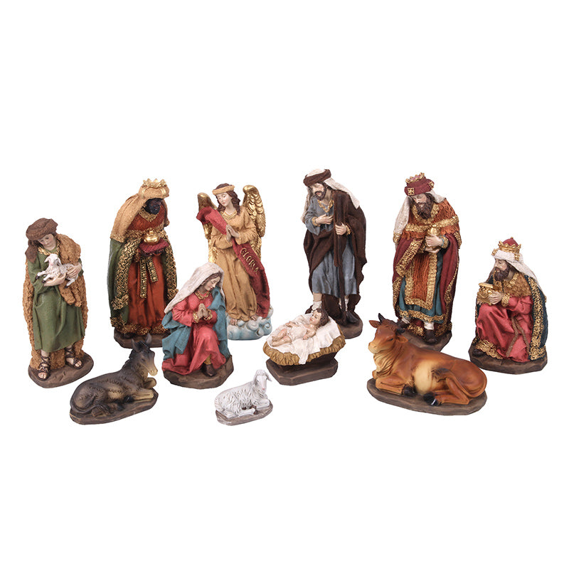Traditional Coloured 11 Piece Nativity Set – The Christmas Wonderland Store