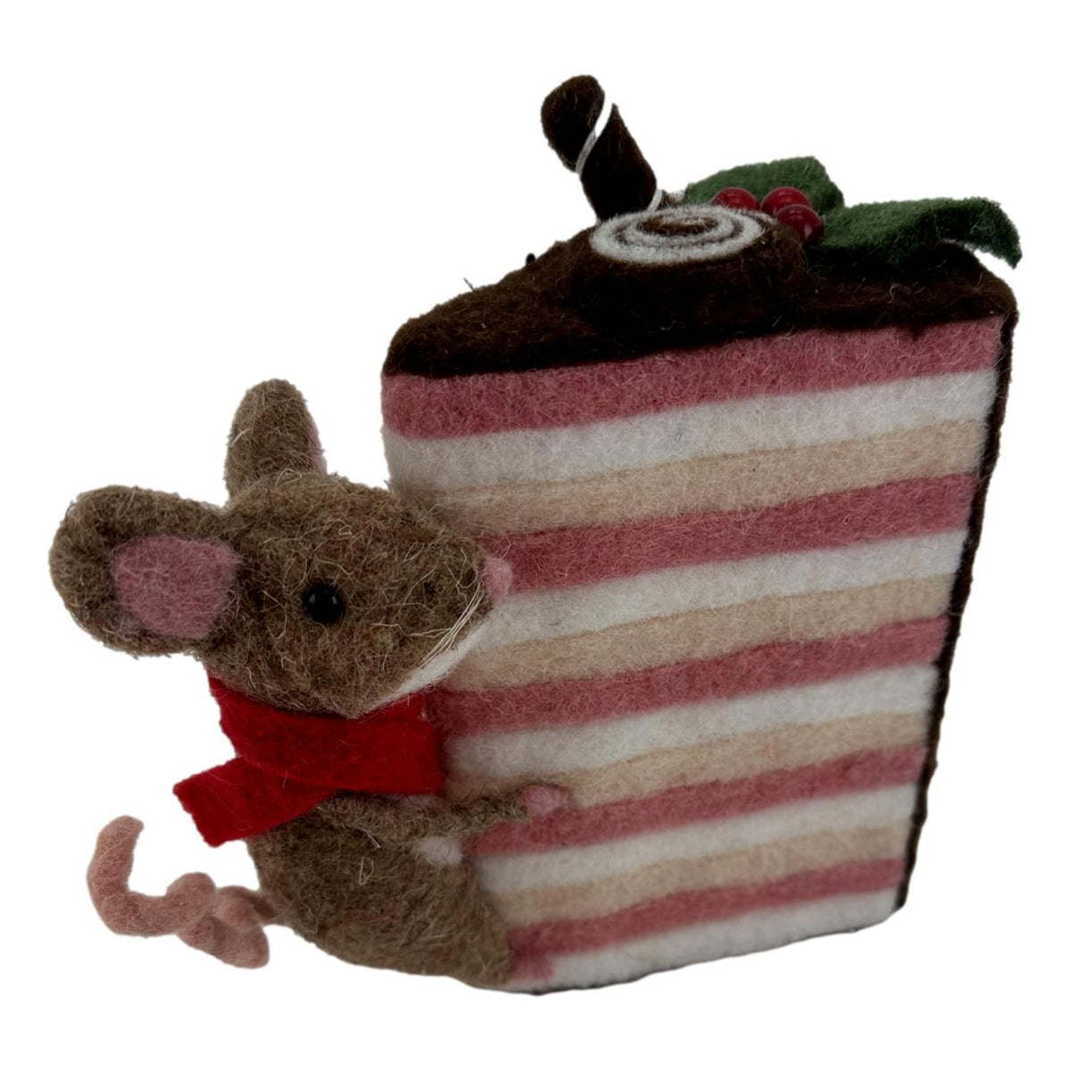 Mouse Hanging onto a Layered Cake Slice – The Christmas Wonderland Store